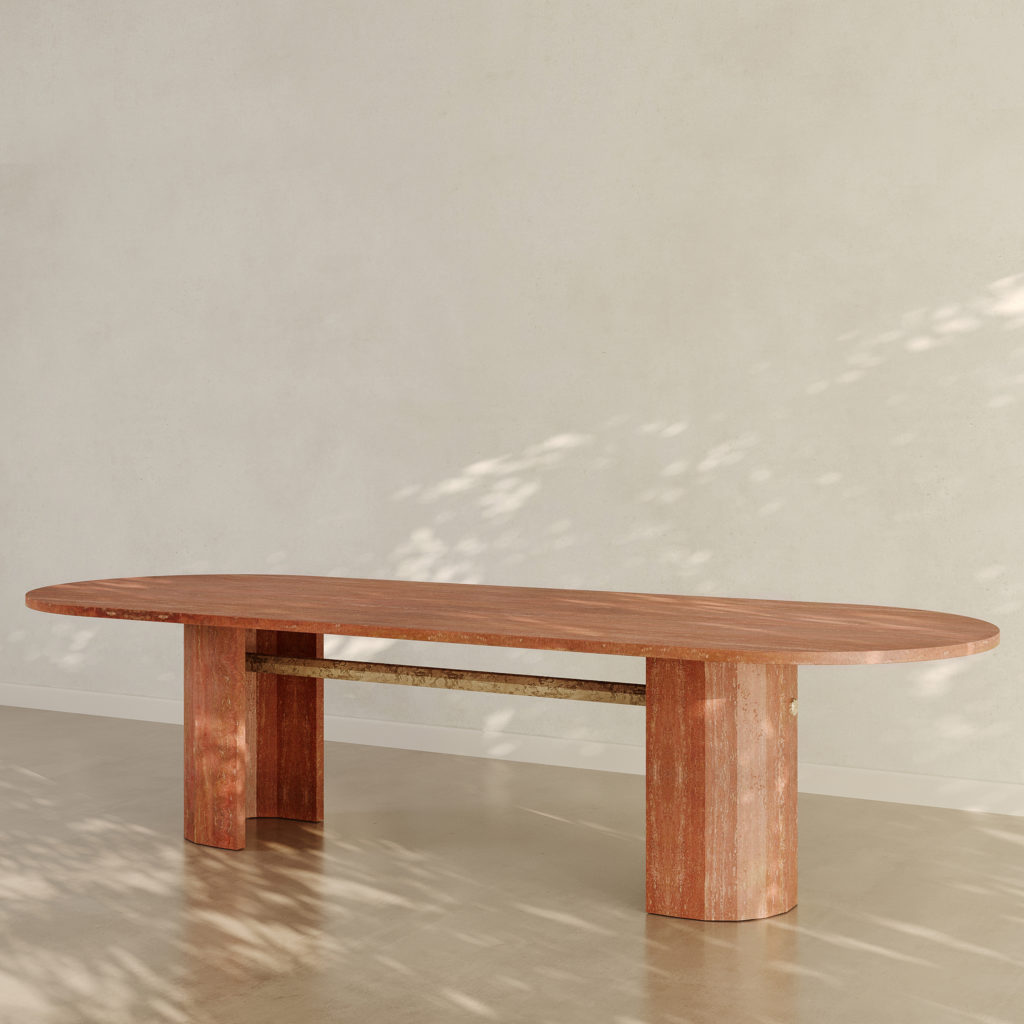 ROMANE TABLE PERSIAN RED TRAVERTINE - Ormond Editions